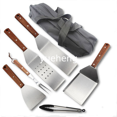 7PCS Teppanyaki Tool Set With Wooden Handle or Picnic Accessories For BBQ Tool